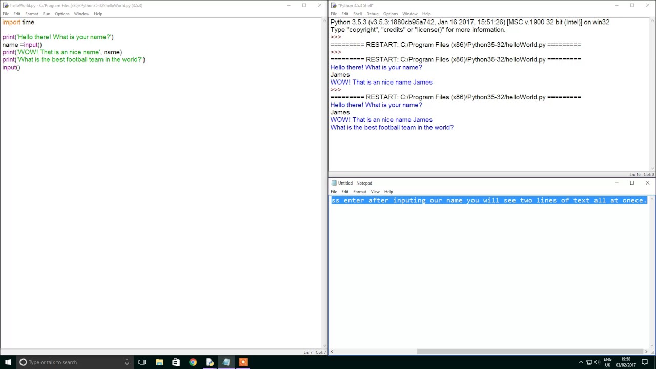 Python creating a simple questionnaire Part 2