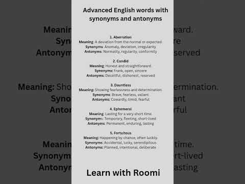 Advanced English words with synonyms and antonyms You must know#advancedenglish#synonyms#antonyms