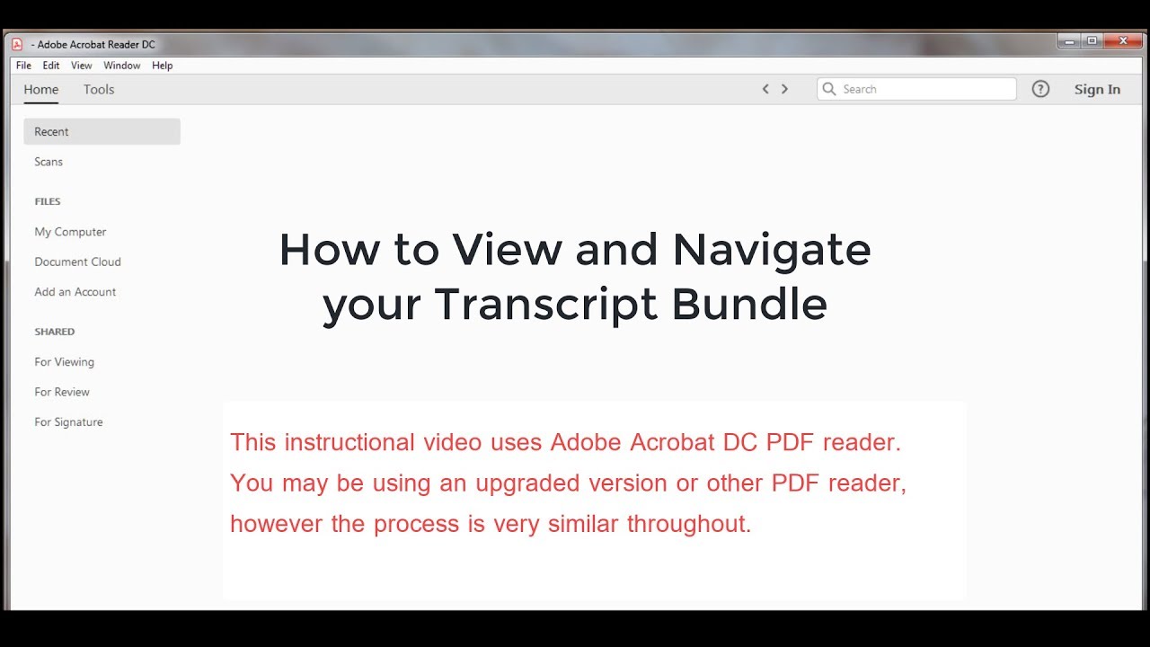 How to View and Navigate Transcript PDF Bundles