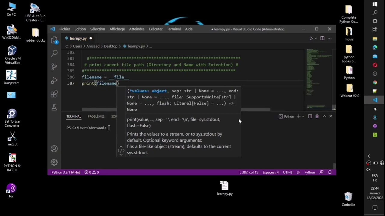 Python tricks : (get current working file name + path)