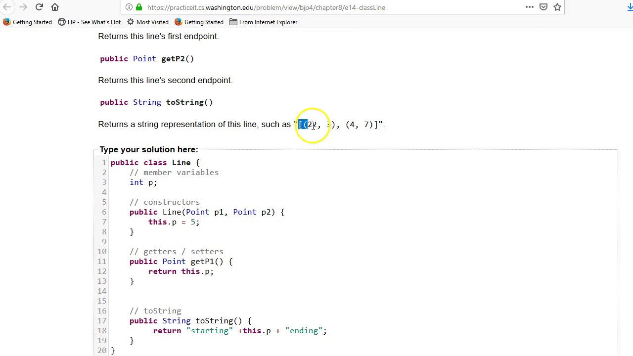 Building Java Programs Ch 8 Exercise 8.14 classLine