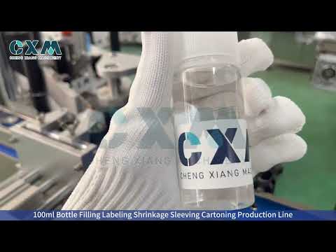 100ml Bottle Filling Labeling Shrinkage Sleeving Cartoning Production Line