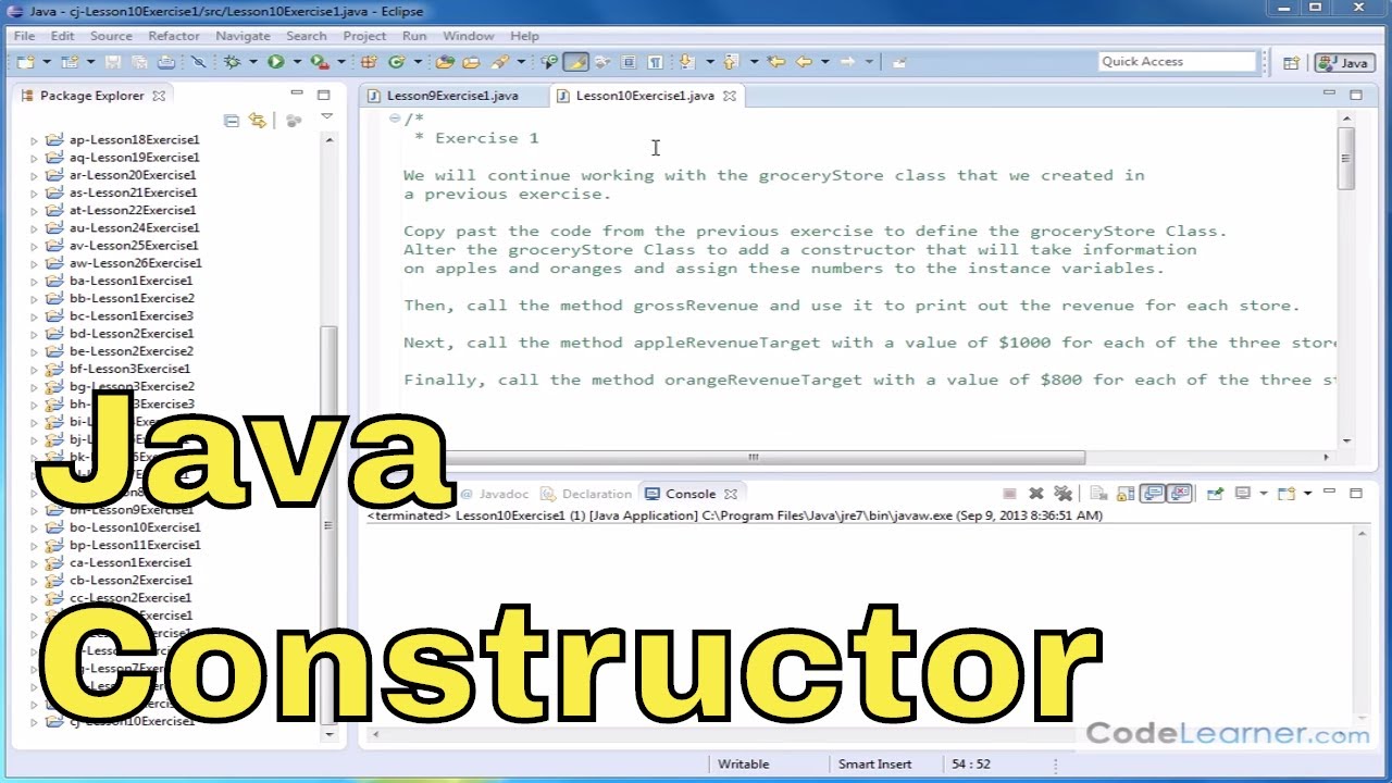 Learn Java - Exercise 10x - Use Constructors in Java Classes