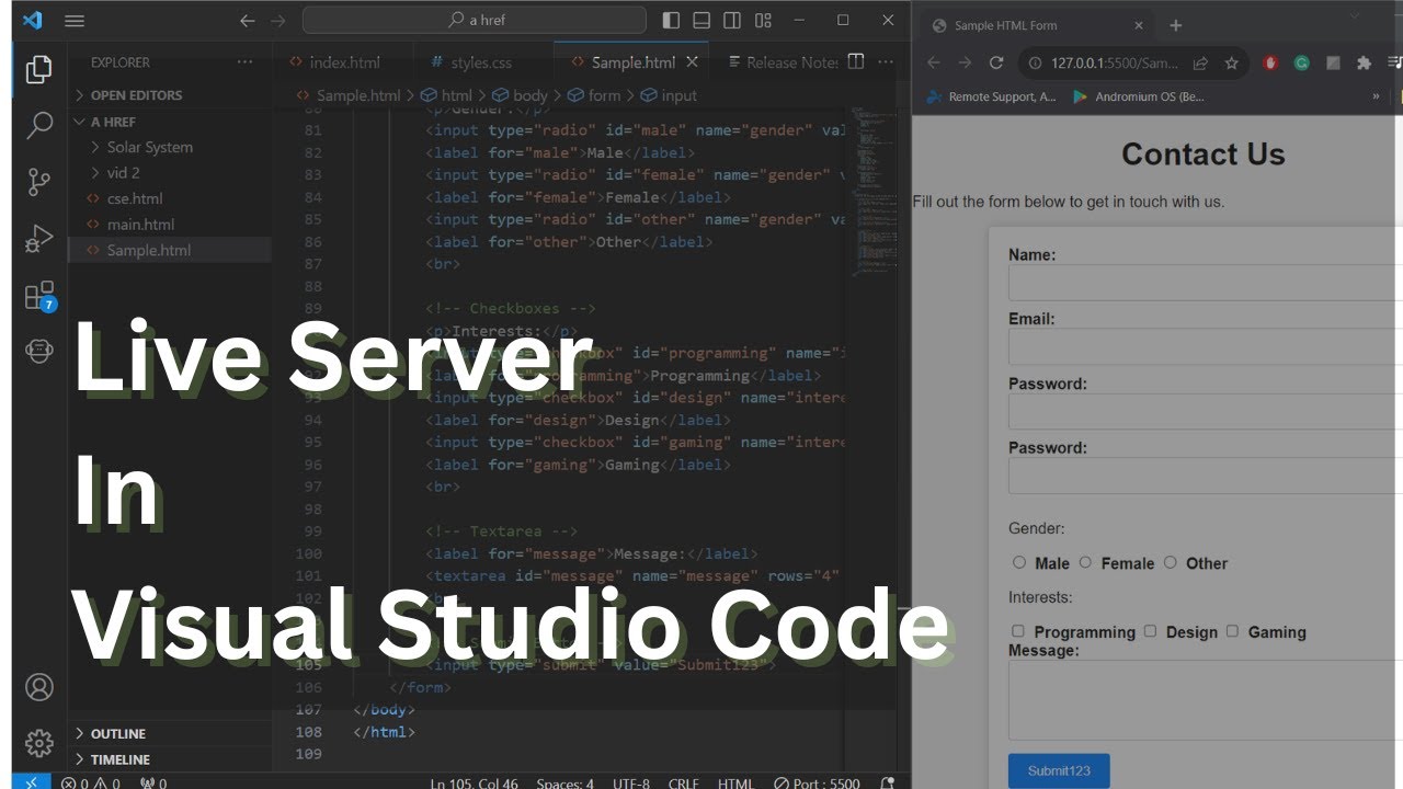 How to Set Up Live Server and Browser Auto Refresh In Visual Studio Code | Code Singers