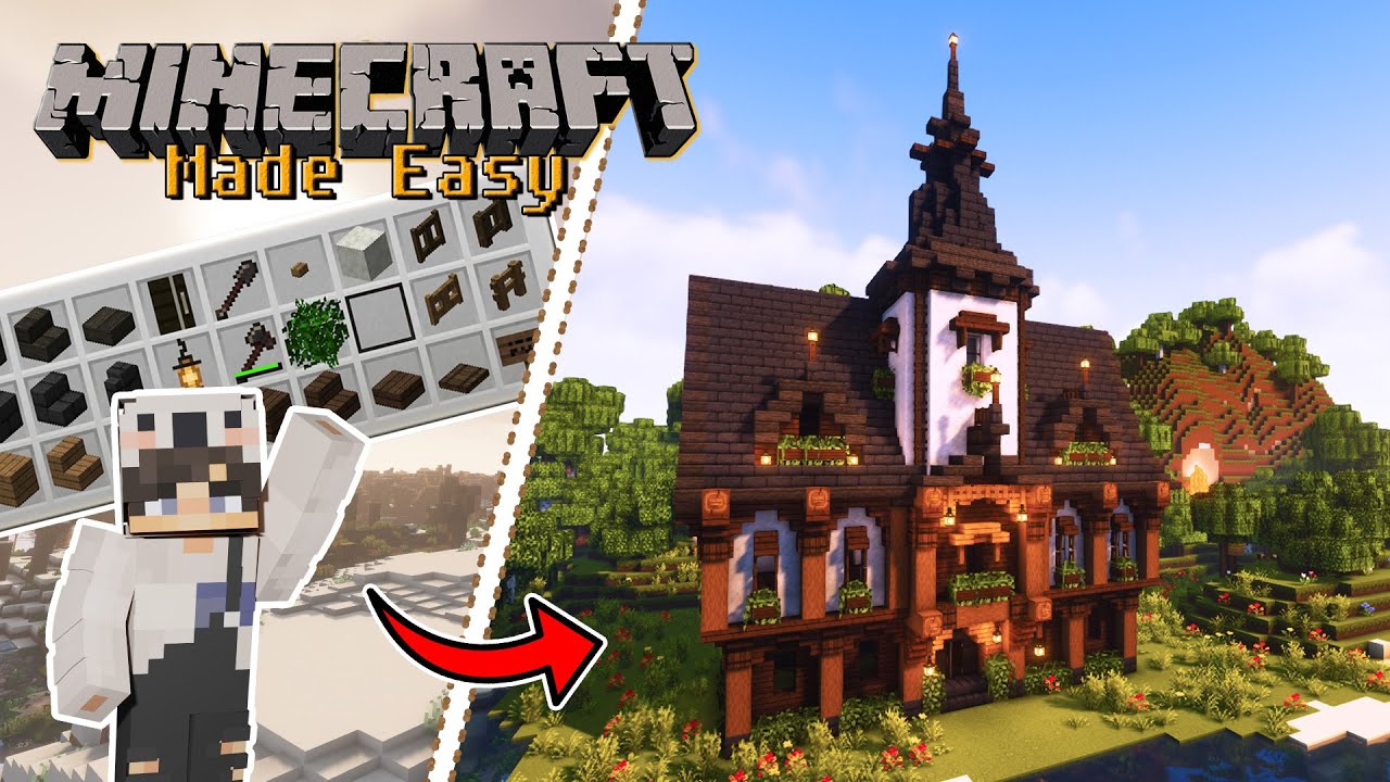 Minecraft Made Easy || How to Build a Simple Spruce Manor🌲