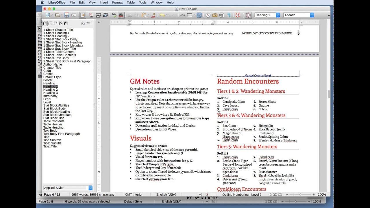 Using the B4 OpenOffice Template