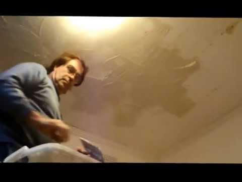 Re securing and floating fibrous plaster ceiling
