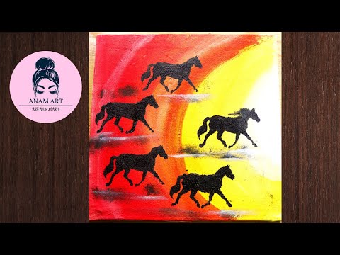 Acrylic Painting Lesson - Horses acrylic painting on canvas