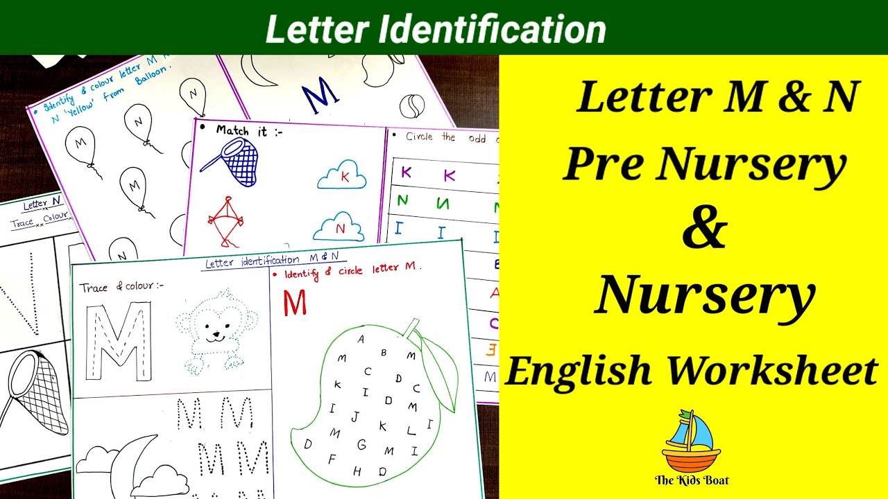 Letter M & N / Letter Identification worksheet for kg kids / Pre Nursery English worksheet