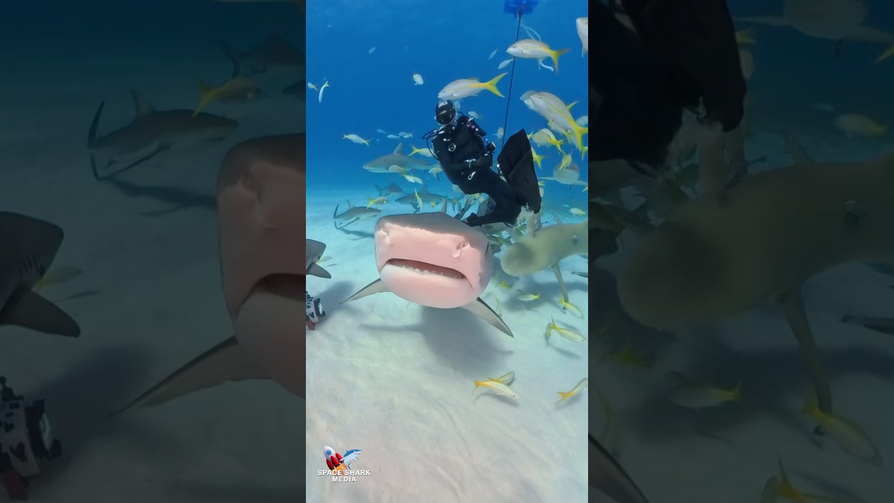 Tiger Shark under diver🐅🦈🤿 #shark #sharks #adventure #ocean #explore Tiger Beach, Bahamas