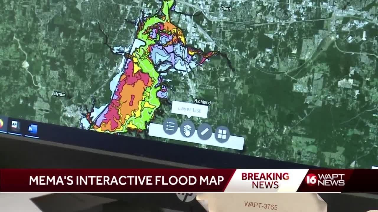 How does the MEMA interactive flood map work?