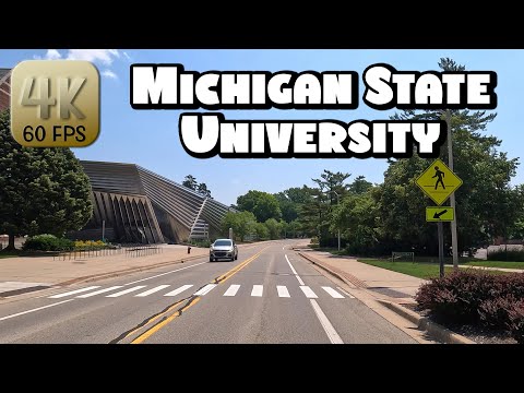 Driving Around Michigan State University Campus (MSU) and East Lansing, Michigan in 4k Video