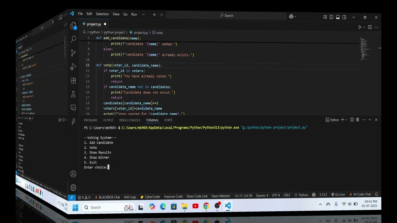 Simple Voting System In Python Console Base || Download Github
