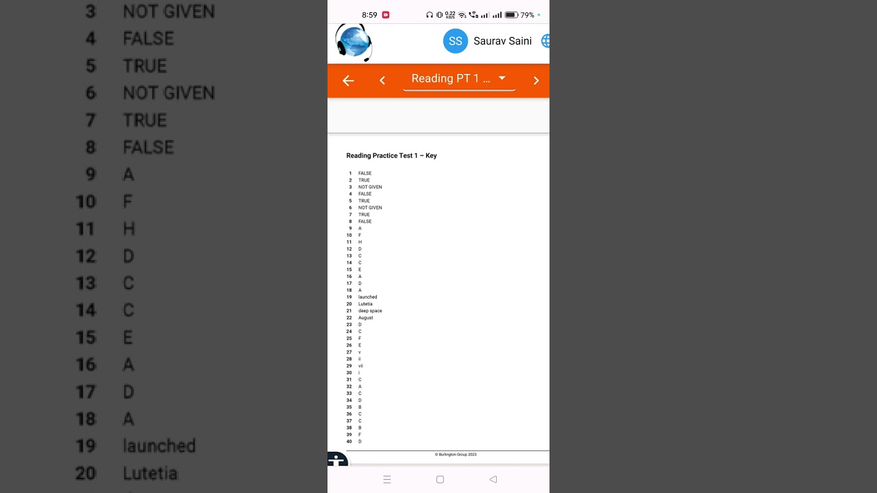 IELTS Reading Practice part 1 Answer key (Burlington English) Academic Volume 1