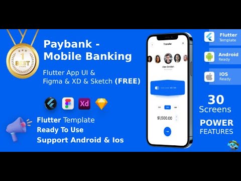 Mobile Banking App | UI Kit | ReactNative + Flutter | Figma + Sketch + XD FREE | PayBank