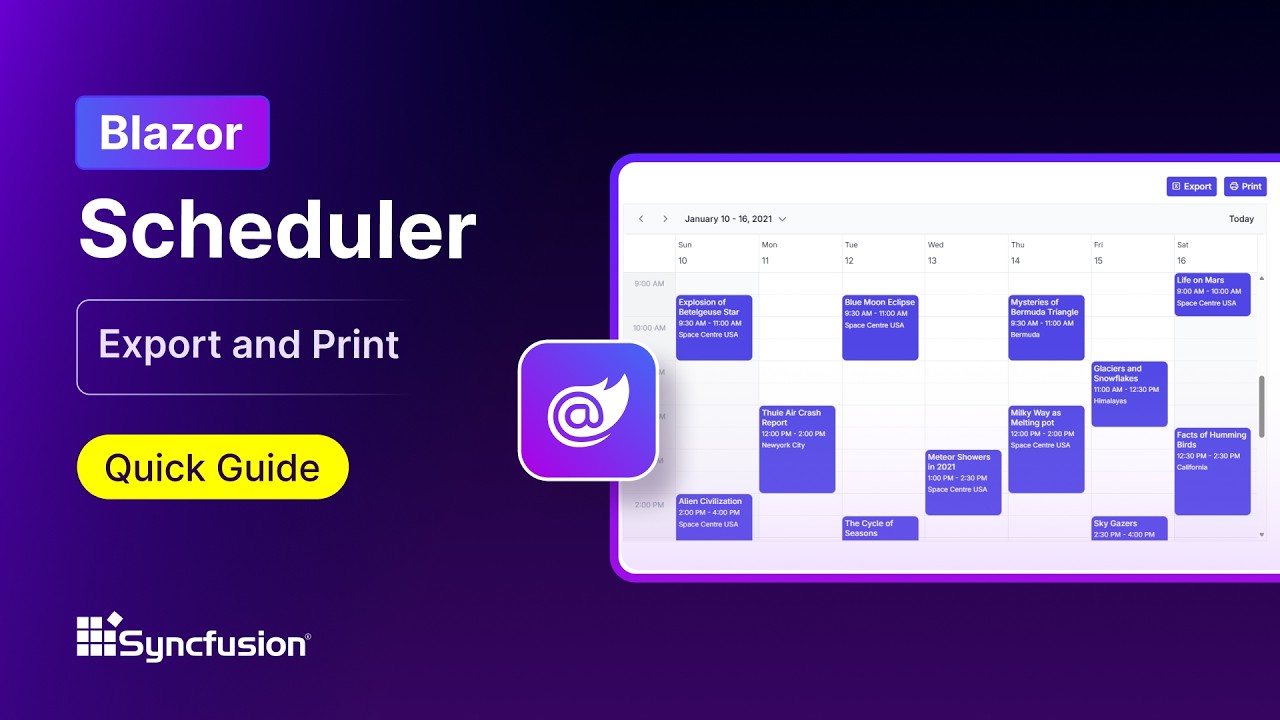 Blazor Scheduler: Export and Print Feature Walkthrough