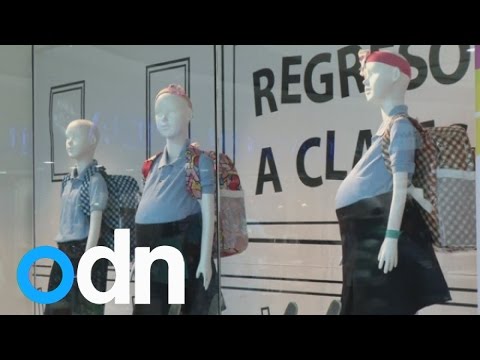 'Pregnant' schoolgirl mannequins at mall shock Venezuelans