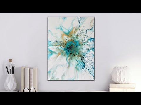 101 Soft and Delicate Bloom, very fluid with gorgeous center! Relaxing art! Fluid painting