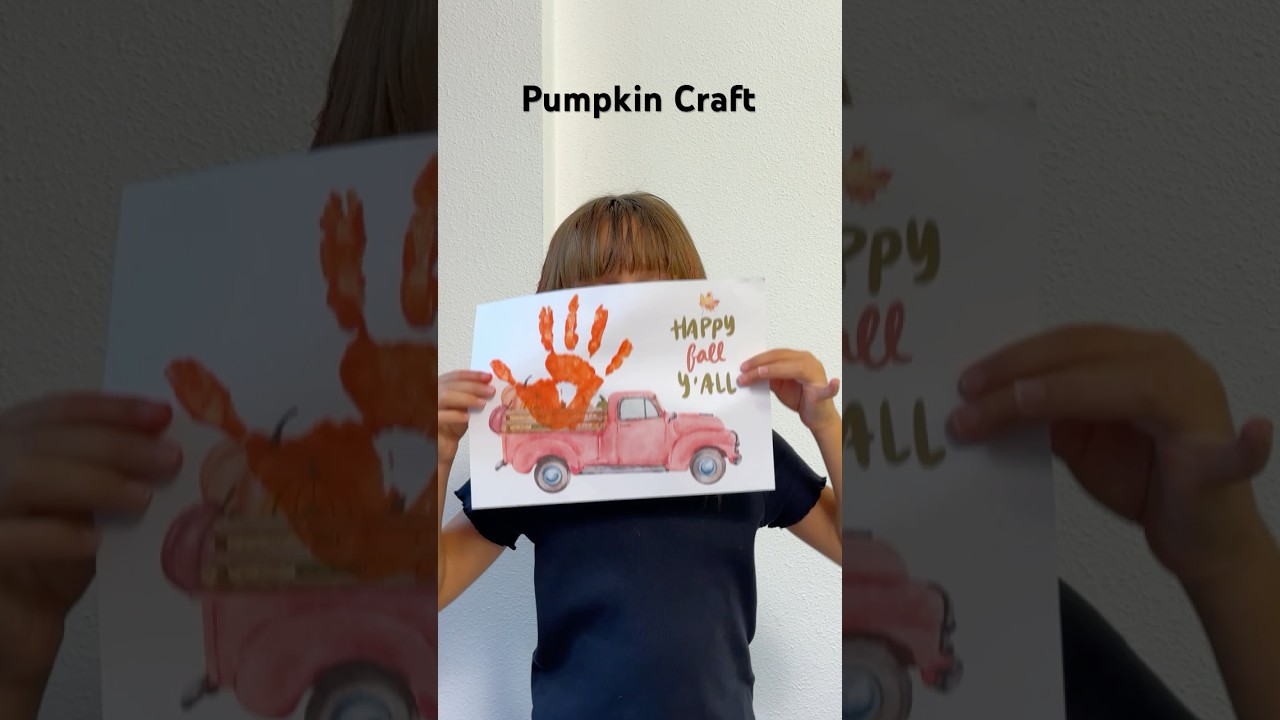 Happy Fall Y’all! Cute Handprint Pumpkin Craft for Kids | Easy Autumn DIY Art Tutorial #shorts