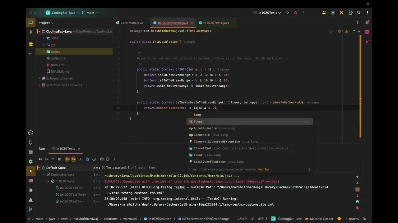 CodingBat Java | Warmup-1 Section | in1020 Problem