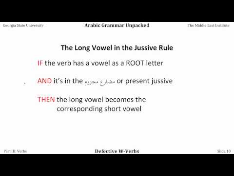 Defective W-Verbs: Arabic Grammar Unpacked