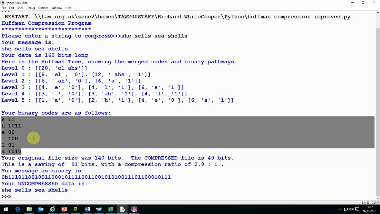 Huffman Data Compression / Decompression in PYTHON