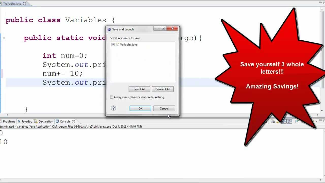 Java Variables & Some Simple Math Operators