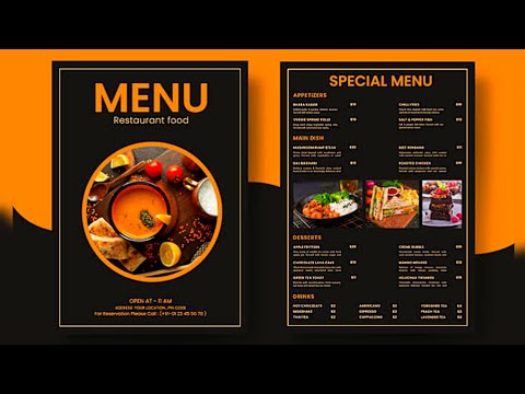 Trifold Restaurant Menu Design || How to Create Restaurant Food Menu #foodmenu