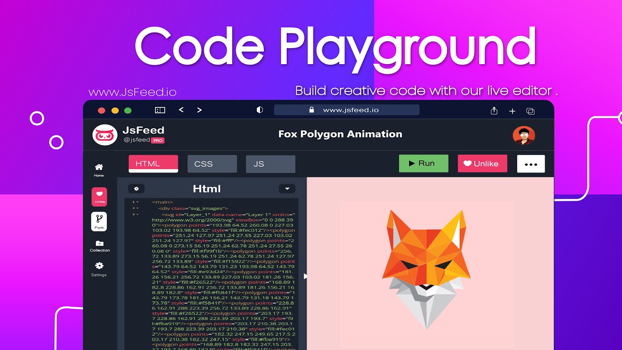 Online Code Editor For Frontend Developers | JsFeed | Animation | @jsfeed_io