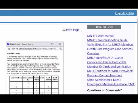 Verifying MHCP Eligibility in MN–ITS