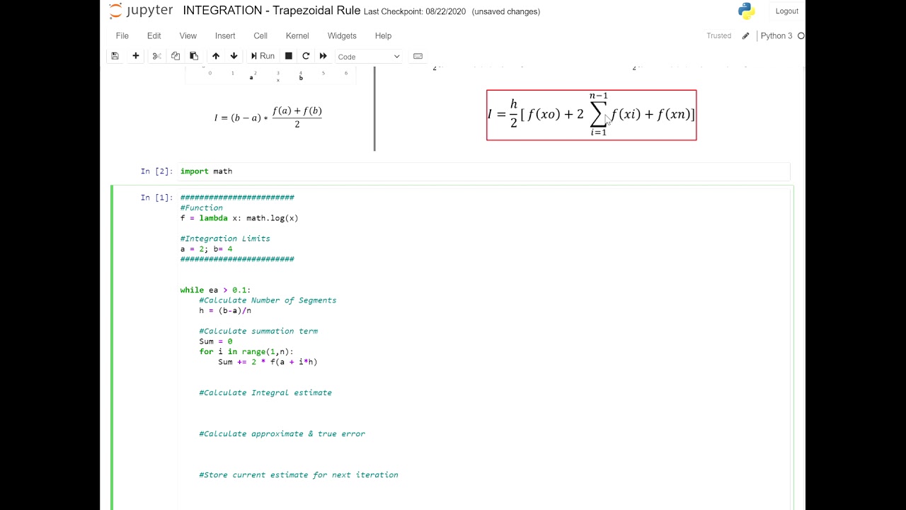 Trapezoidal Rule - Python Code