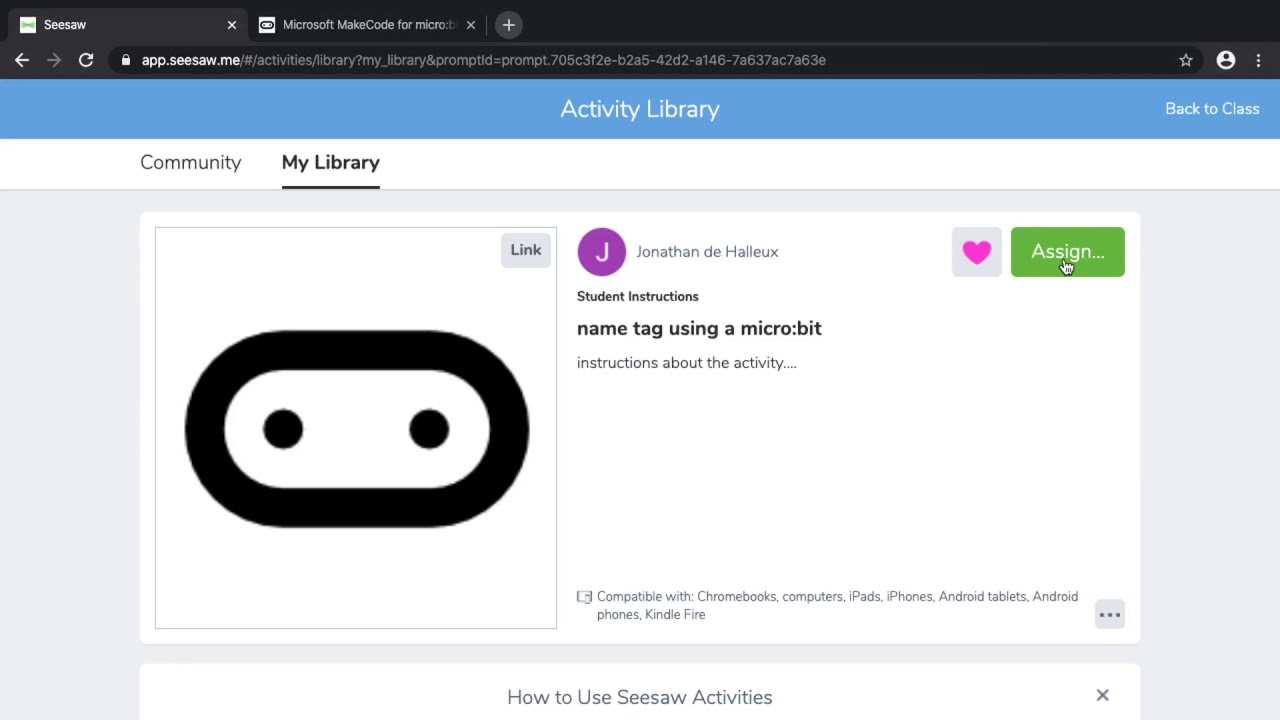 MakeCode and SeeSaw Activities
