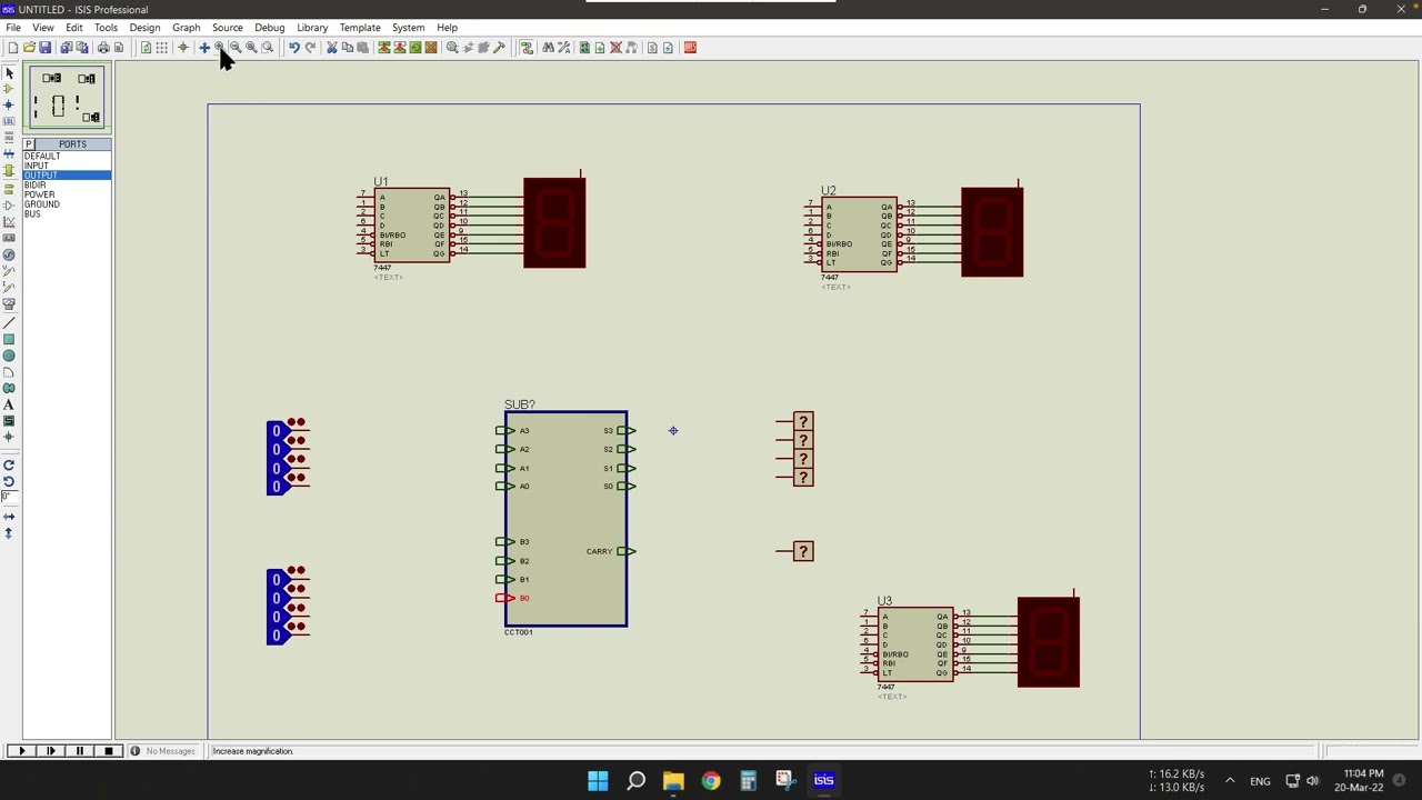 Design and Simulate 4 Bit Full Adder using PROTEUS