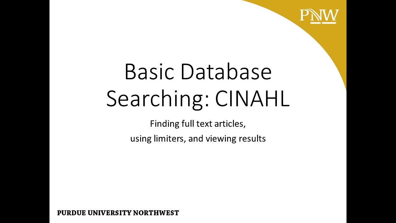 2020 Basic Database Searching: CINAHL