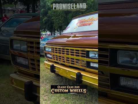 Gold Chevrolet van on 24 dayton wire wheels at #rickrosscarshow