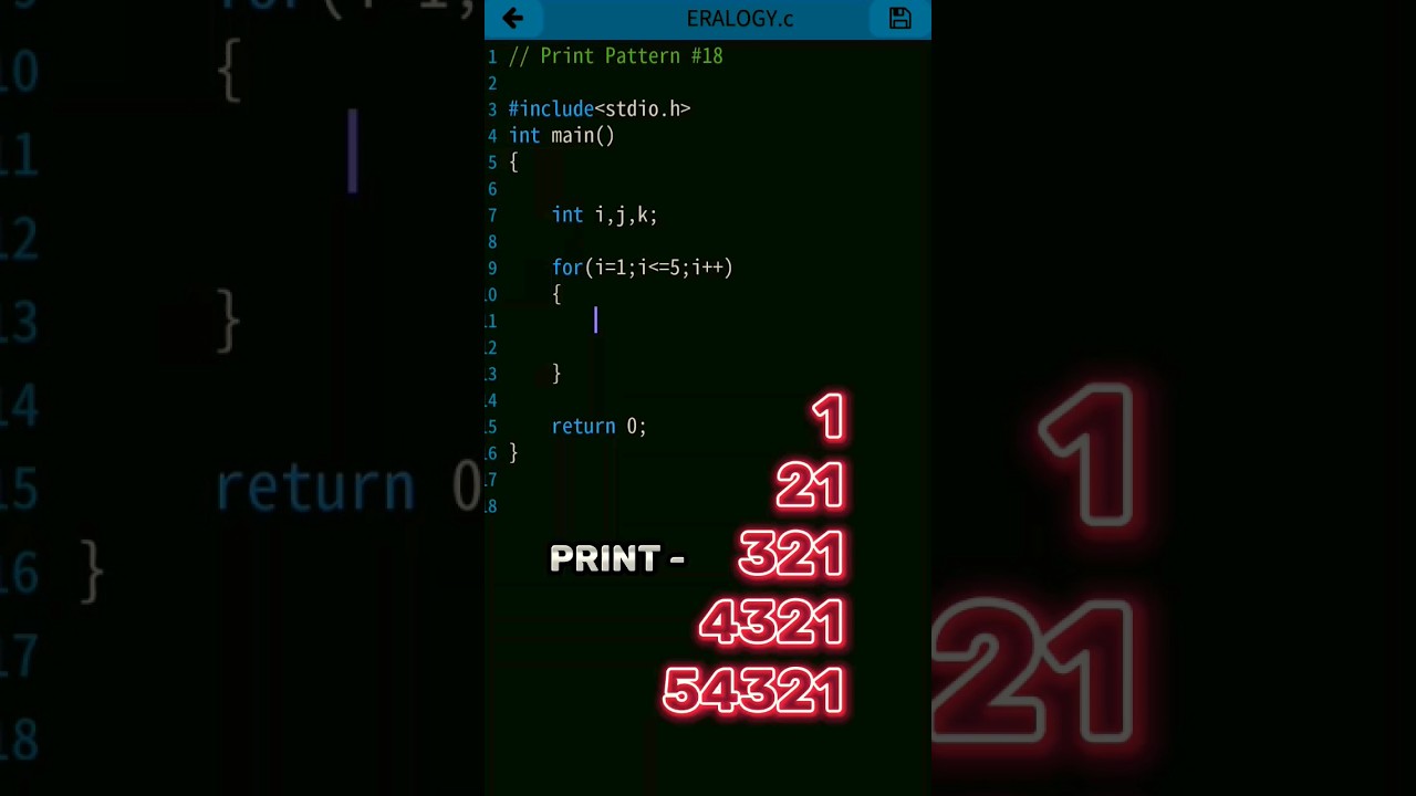 Print Pattern in C | c programming |18| #pattern #coding #c #problem