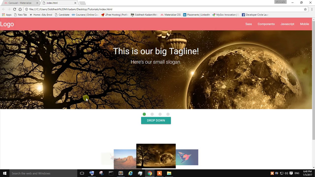 Carousel using Materialize CSS