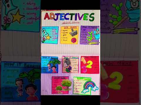 😱adjective chart with pictures/adjective chart making/grammar project ideas/#shorts #adjectives #art