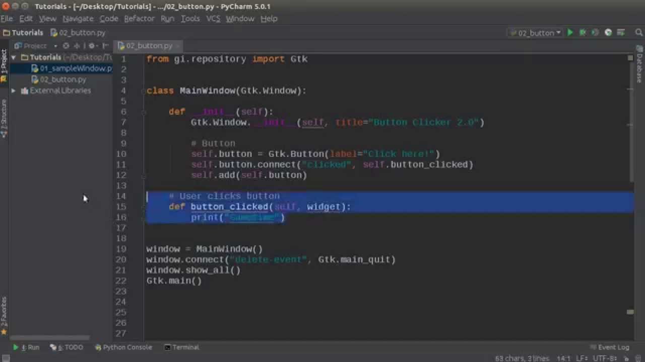 Python GUI Development with GTK+ 3 - Tutorial 2 - Buttons