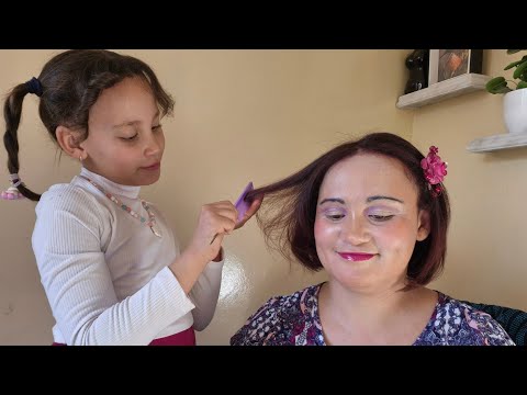 ASMR -Watch me do my mother's Makeup and hair// Relaxing combing and makeup application