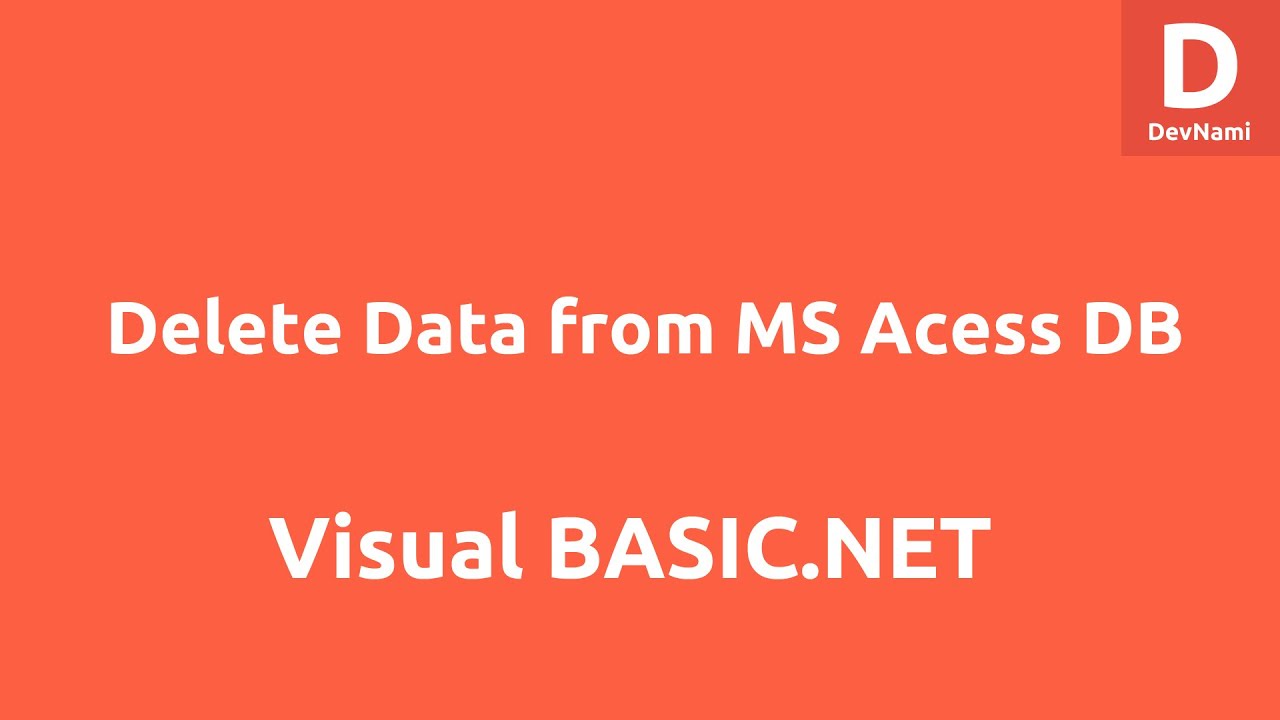 Delete Data from VB.net to MS Access Database Table