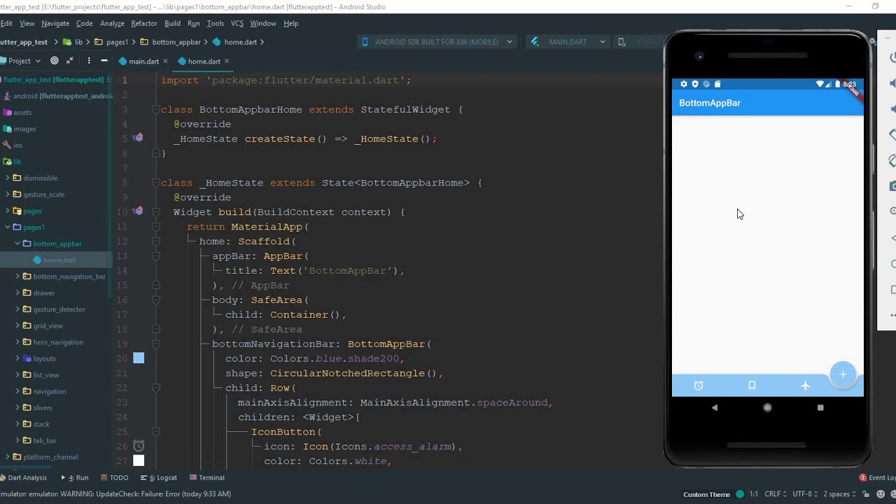 BottomAppbar Widget in Flutter