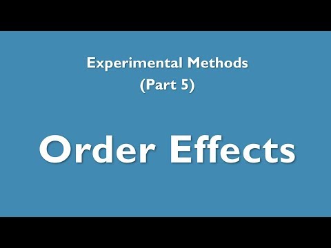 Experimental Methods: 5 - Order effects