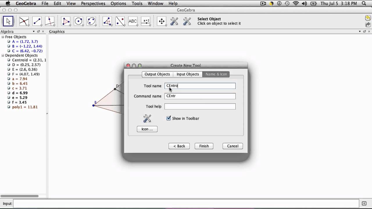 Geogebra - Custom Centroid Tool