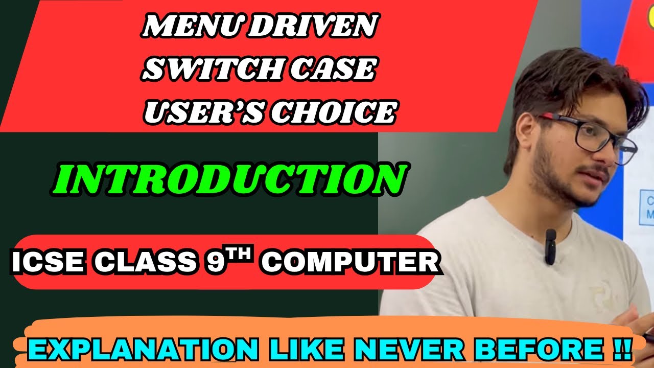 Introduction to Menu driven,Switch case,User’s choice in java|ICSE computer class 9|programming