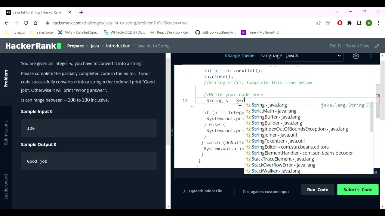 HackerRank Java - 10 ( Int to String)