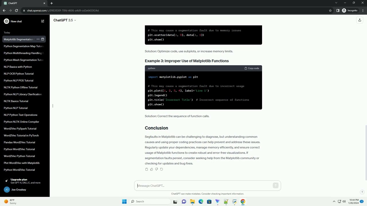python matplotlib segmentation fault