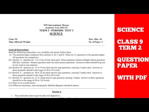 Term 2 Science Class 9 Question Paper With PDF #trending #shorts