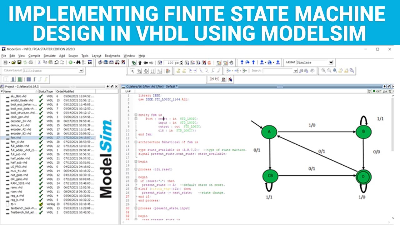 How to Implement Finite State Machine Design in VHDL using ModelSim