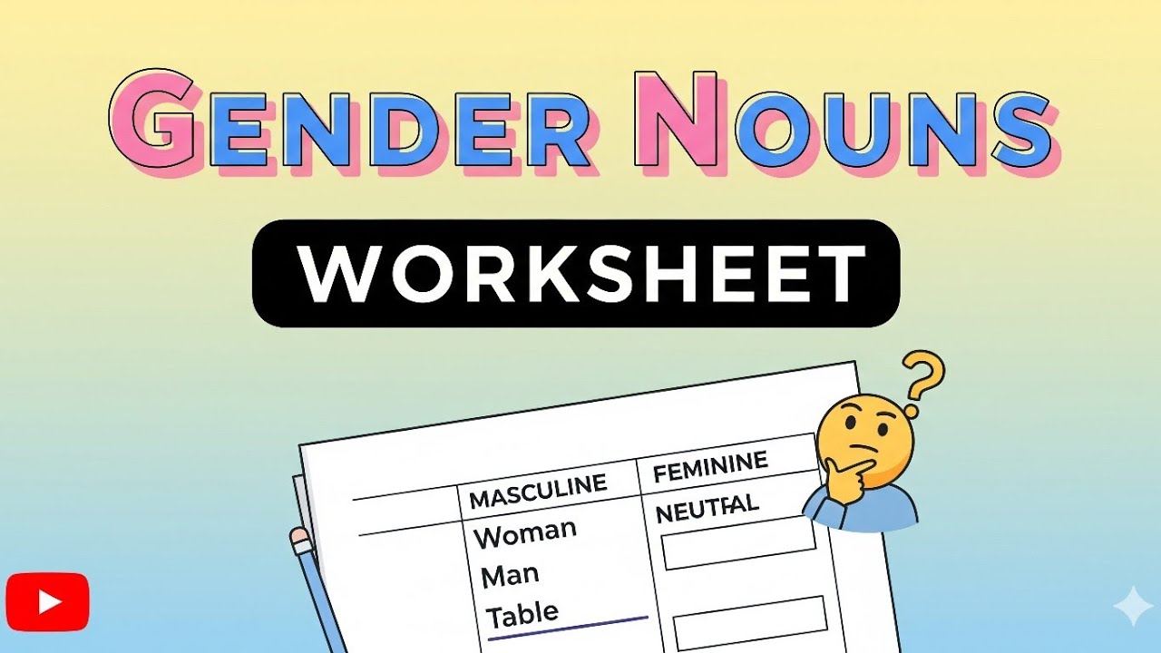 Interactive Gender Nouns Worksheet | Homeschool English Lesson